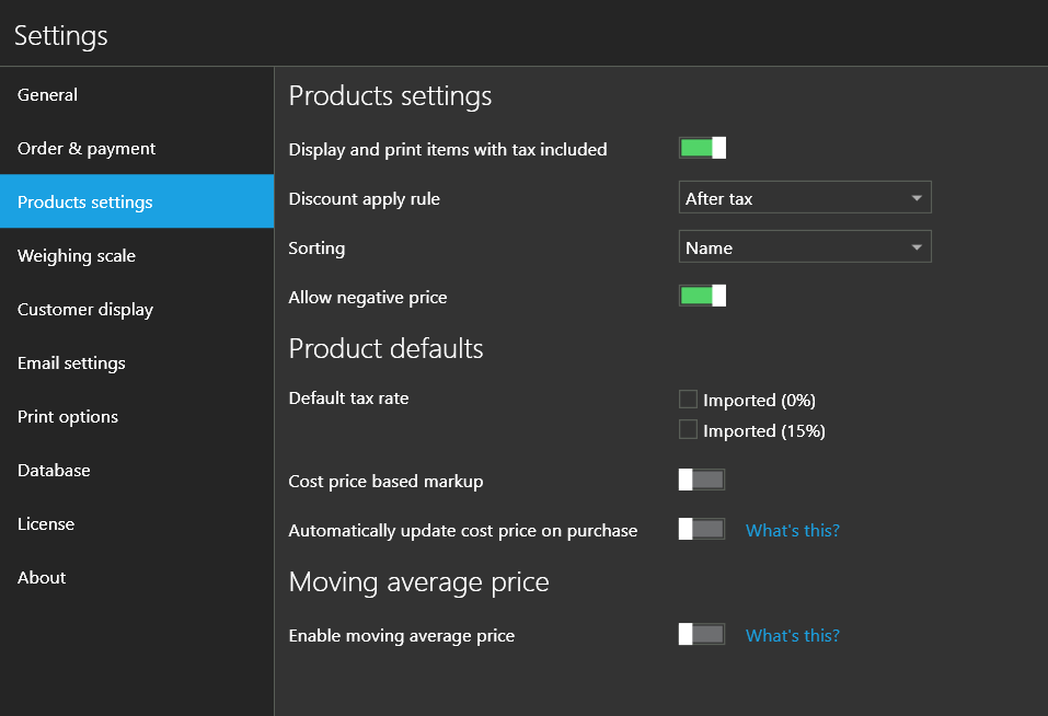 Products settings – Aronium Help Center