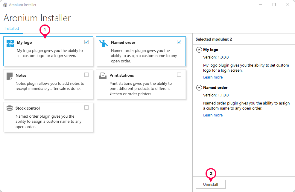 Uninstall – Aronium Help Center