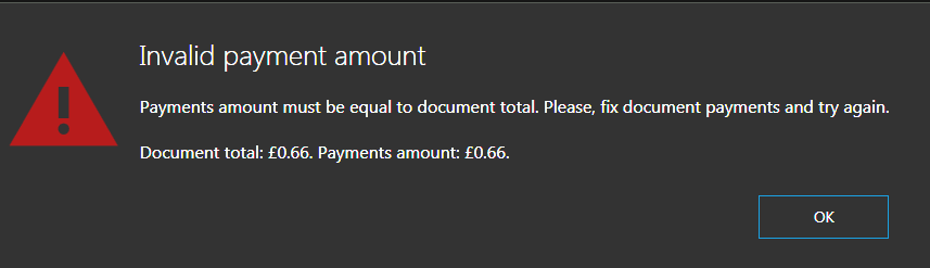 Editing sales document: Invalid payment amount – Aronium Help Center